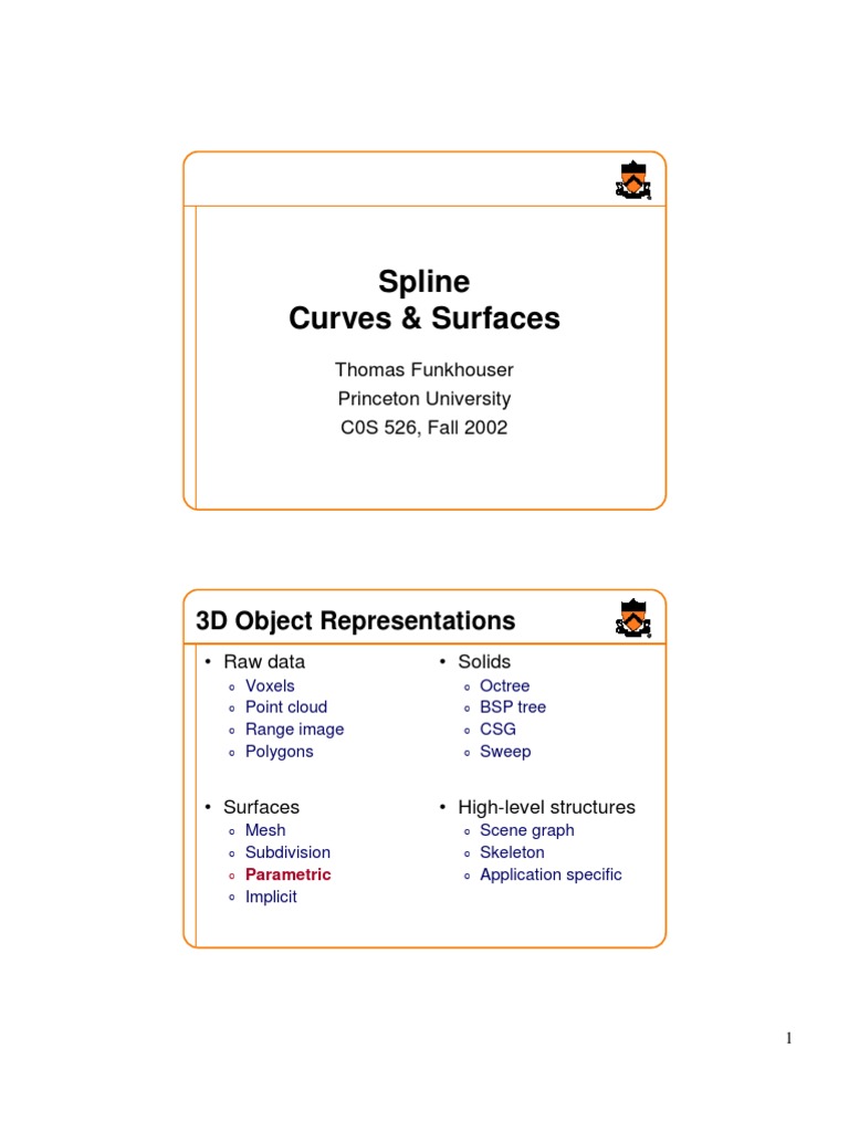 Spline Curves & Surfaces: 3D Object Representations | PDF | Geometric ...