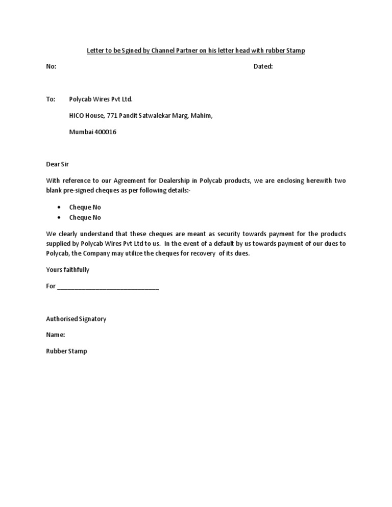 Channel Partner Agreement Letter Template | PDF