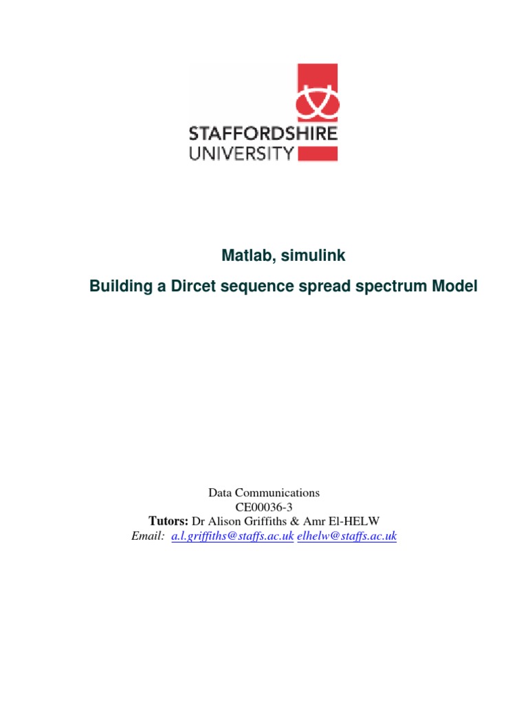 Matlab, Simulink Building A Direct Sequence Spread Spectrum Model | PDF | Modulation | Data ...
