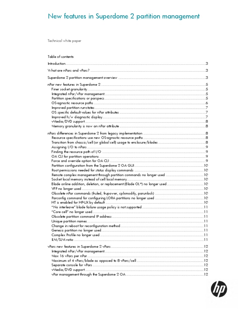 New Features in Superdome 2 Partition Management - Product | PDF ...