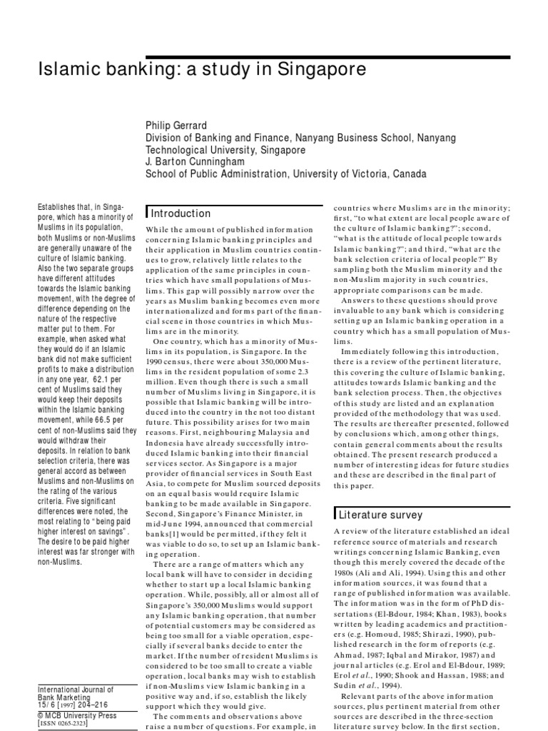 Islamic Banking A Study in Singapore | Download Free PDF | Islamic ...