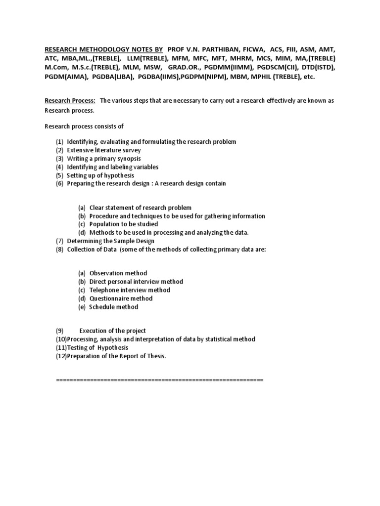 Research Methodology Notes | PDF