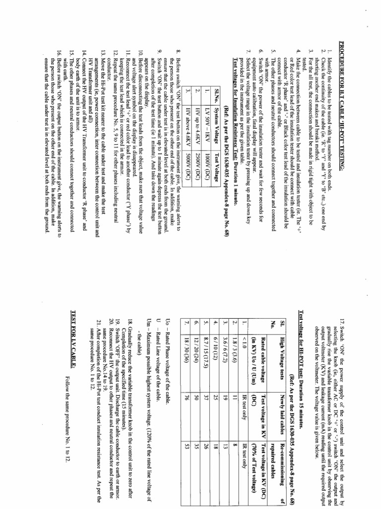 High Pot Test Procedure | PDF