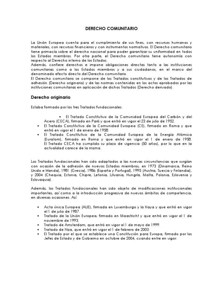 Derecho Comunitario | PDF | Ley de la Unión Europea | tratado de Maastricht