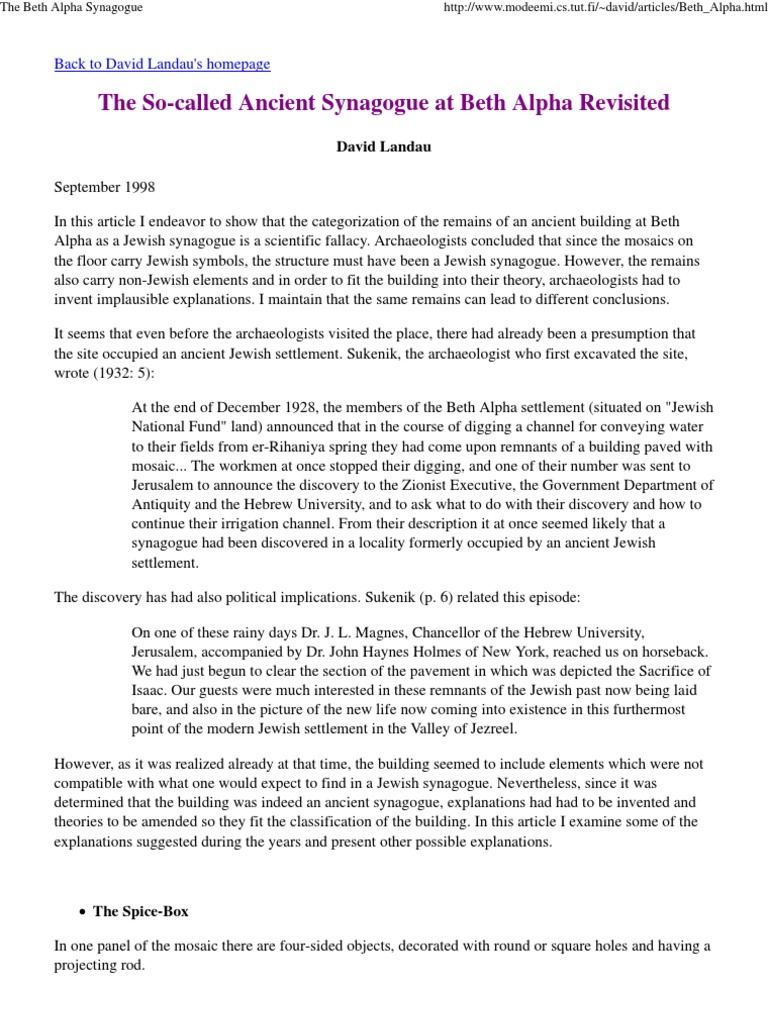 The Beth Alpha Synagogue PDF | PDF | Book Of Enoch | Mosaic