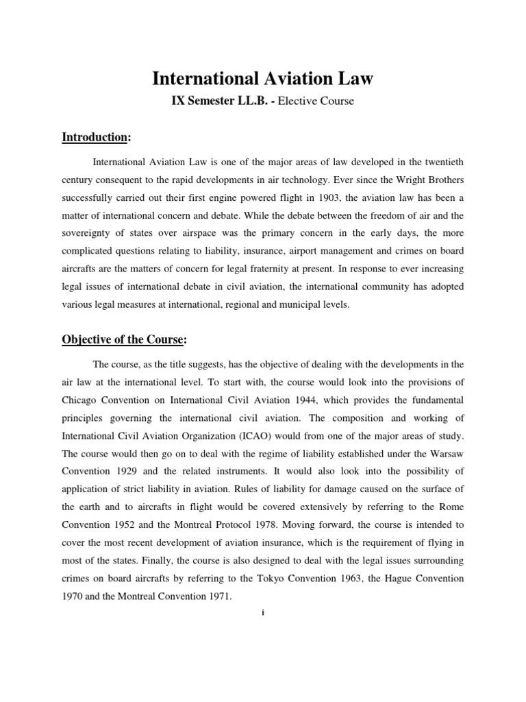 International Aviation Law Course Overview | PDF | Aviation | Industries