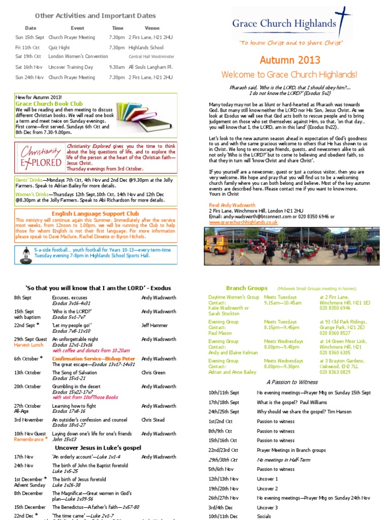 GCH Term Card - Autumn 2013 | PDF | Jesus | Religious Belief And Doctrine