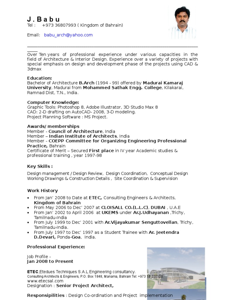 Architect Resume | PDF | Architect | Design