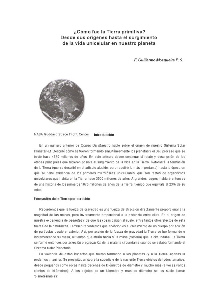 Cómo Fue La Tierra Primitiva | PDF | Viento solar | Tierra