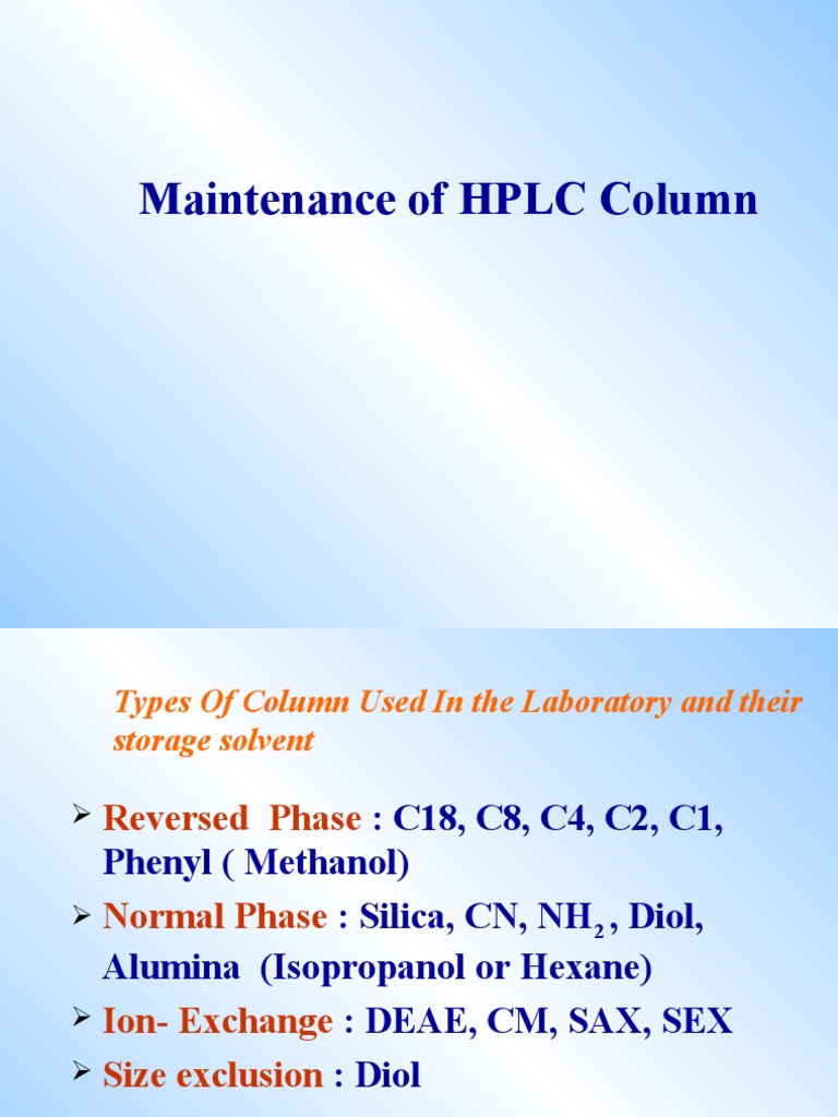 HPLC Column Maintenance and Care Guide | PDF | High Performance Liquid ...