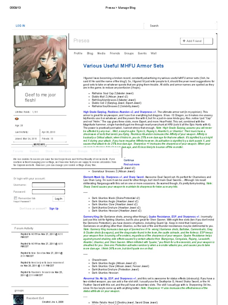 Mhfu Useful Armor Sets | PDF | Capcom | Leisure