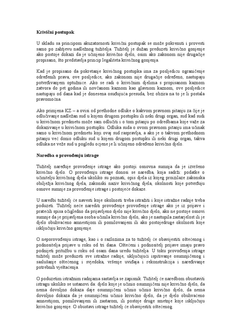 Krivicni Postupak I Naredba o Provodjenju Istrage | PDF