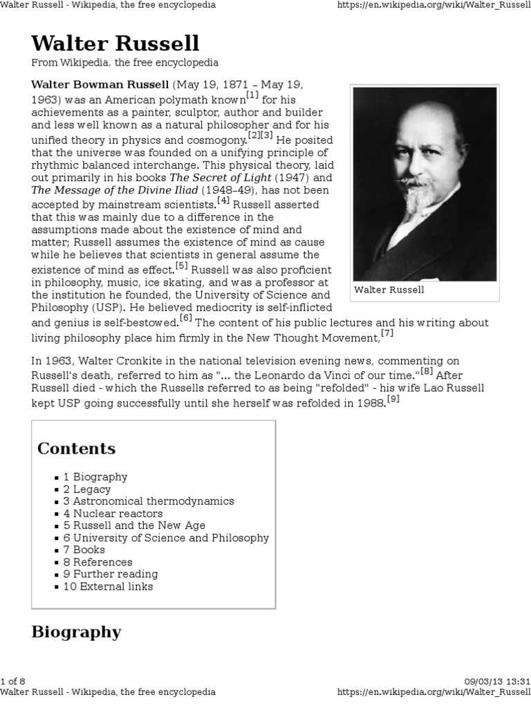 Walter Russell | Cosmology | Science