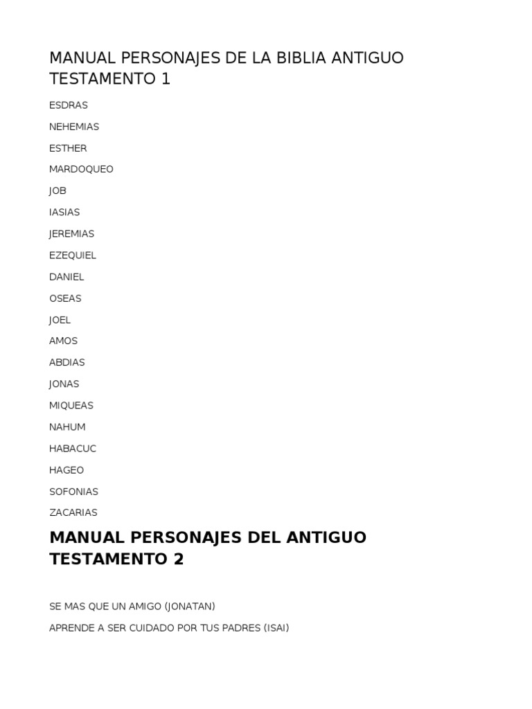 Personajes de la Biblia: Antiguo Testamento | PDF