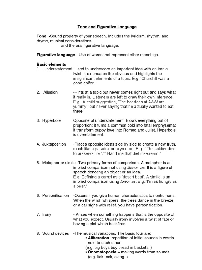 Understanding Tone in Figurative Language | PDF | Poetry | Phonology