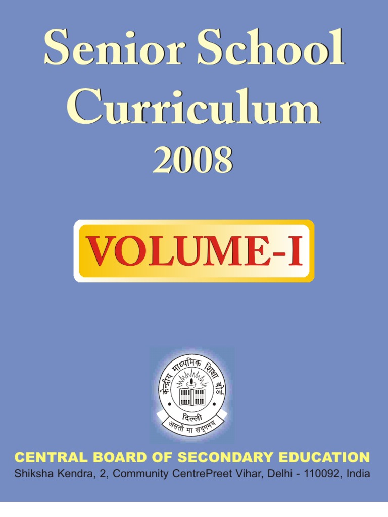 Cbse Syllabus For Class 11 And 12 For 2008 Main Subjects PDF
