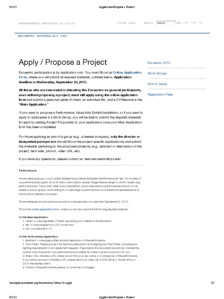 Apply / Propose A Project: Online Application Form | Download Free PDF ...