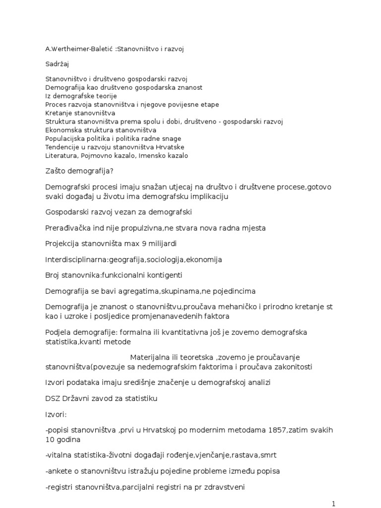 Demografija Notes Neda | PDF