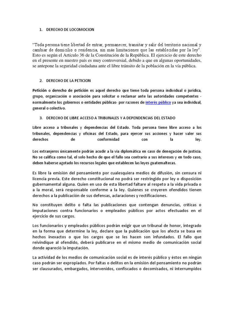 Derecho a la Libre Locomoción en Guatemala | PDF | Estado (política ...