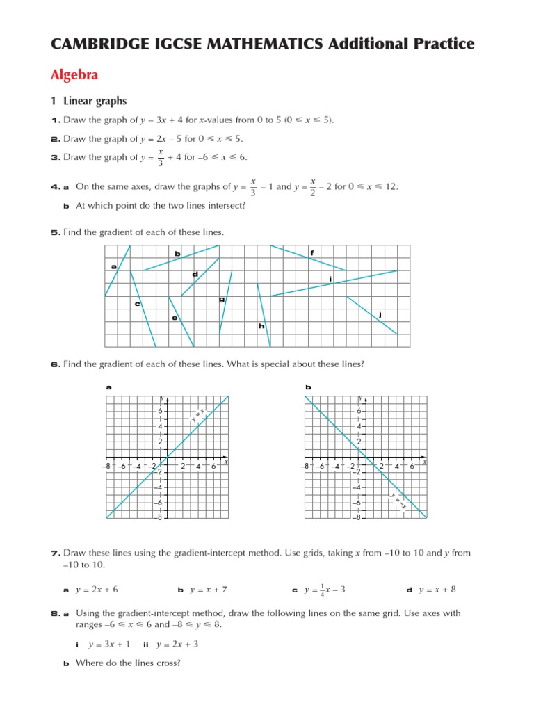 Cambridge Algebra Questions ! (Extended and Core) For IGCSE - CIE | PDF