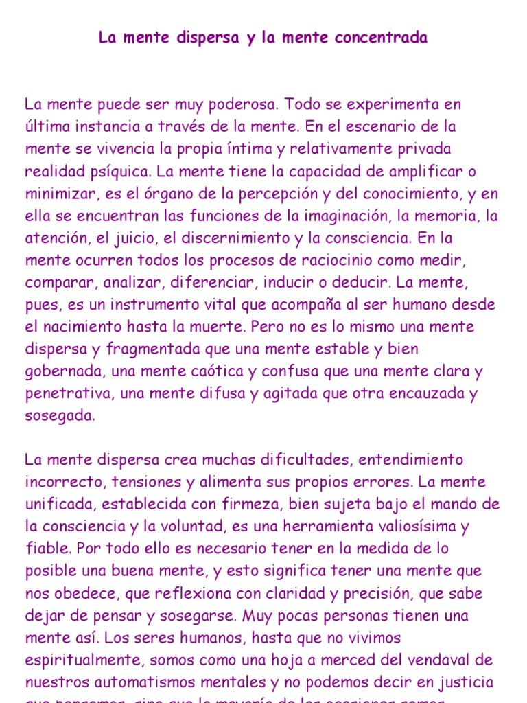 La Mente Dispersa y La Mente Concentrada PDF | Descargar gratis PDF ...