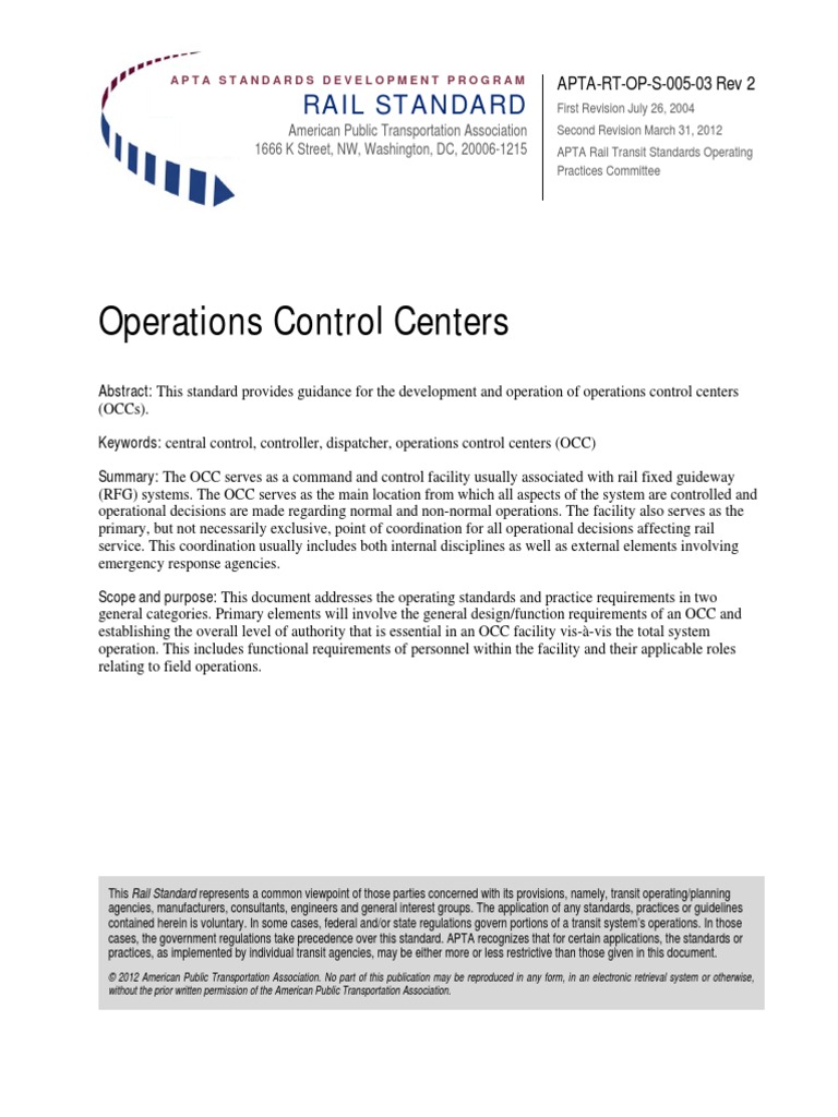 Rail Transit Operations Control Standards | PDF