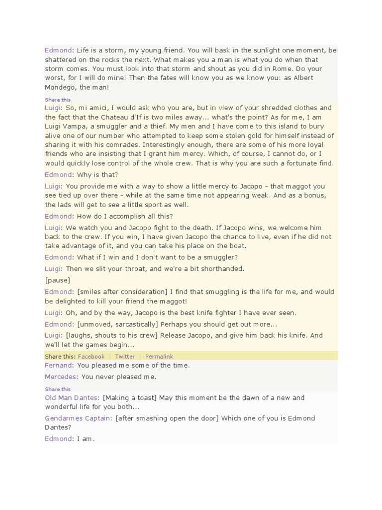 The Count of Monte Cristo Quotes | PDF | Edmond Dantès | The Count Of ...