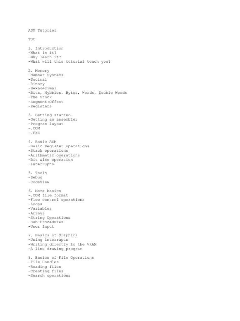 Assembly Tutorial | PDF | Pointer (Computer Programming) | Computer ...