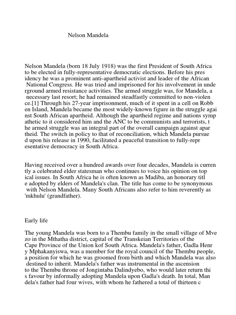 Nelson Mandela Biography | PDF | Nelson Mandela | African National Congress