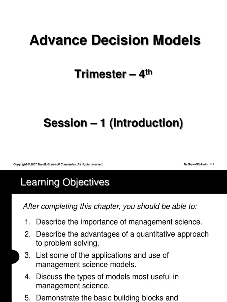 Advance Decision Models: Trimester - 4 | PDF | Applied Mathematics ...