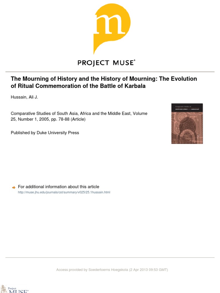 The Mourning of History and The History of Mourning: The Evolution of ...