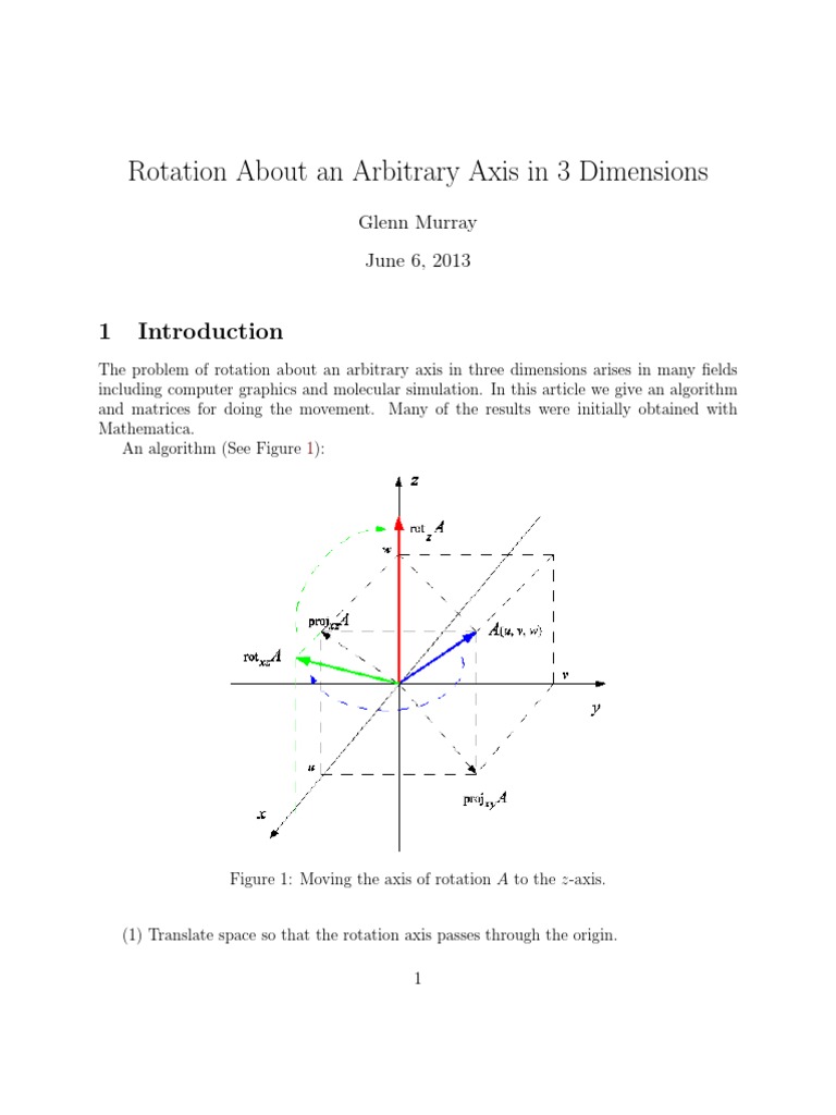 Arbitrary Axis Rotation | PDF | Cartesian Coordinate System | Matrix ...