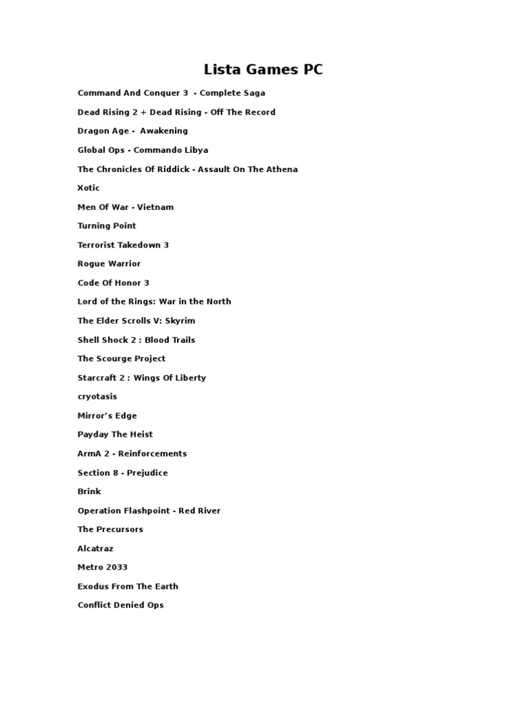 Top PC Games List 2023 | PDF