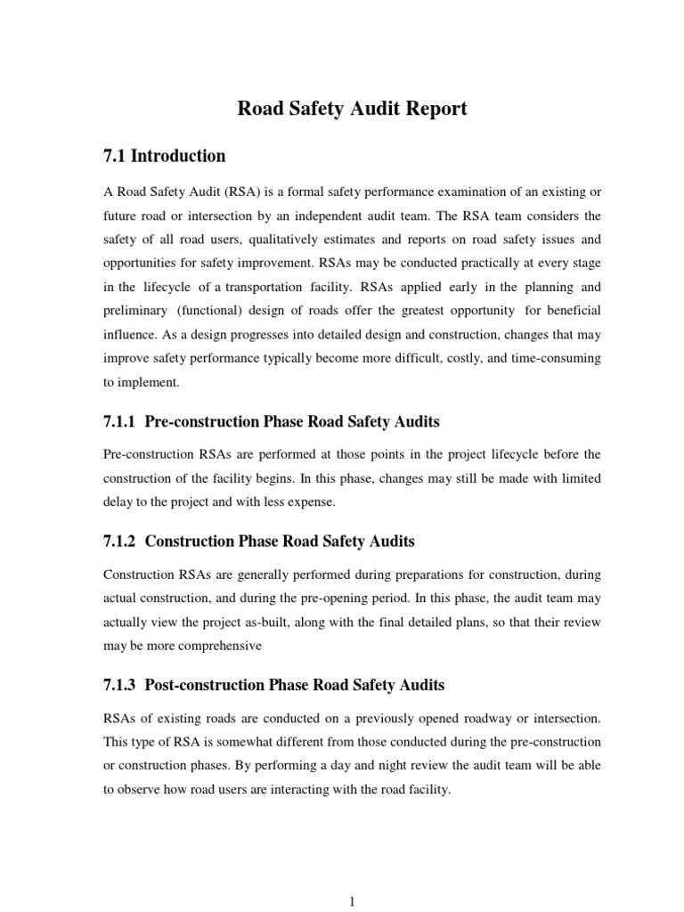 Road Safety Audit Report for College Campus | PDF | Audit | Traffic