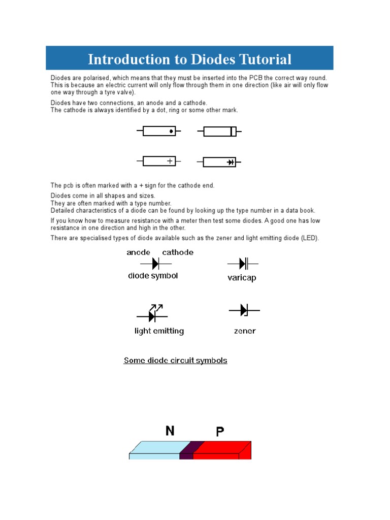 Introduction To Diodes Tutorial | PDF | Diode | Rectifier