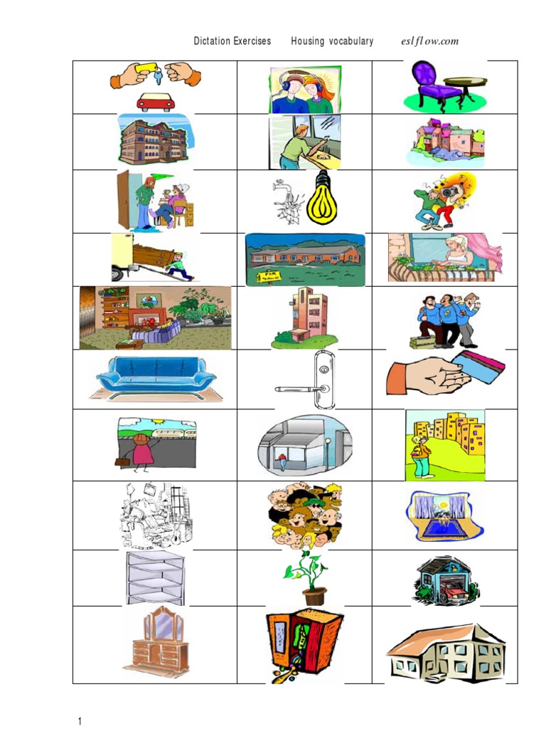 Housing Vocabulary Dictation Sheets | PDF | Dormitory