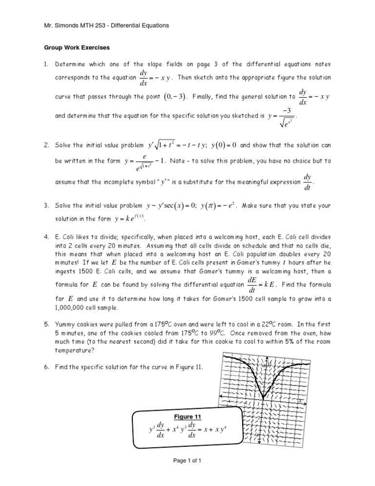 Differential Equations Problem Set Solutions | PDF