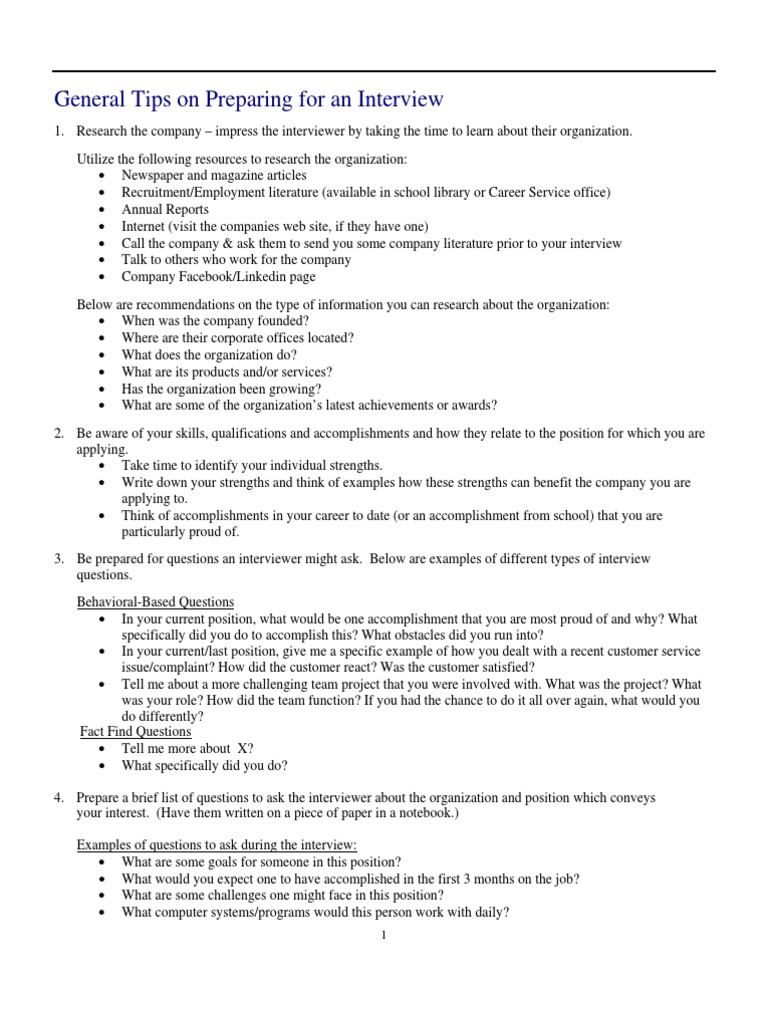 General Tips On Preparing For An Interview | PDF | Interview | Clothing