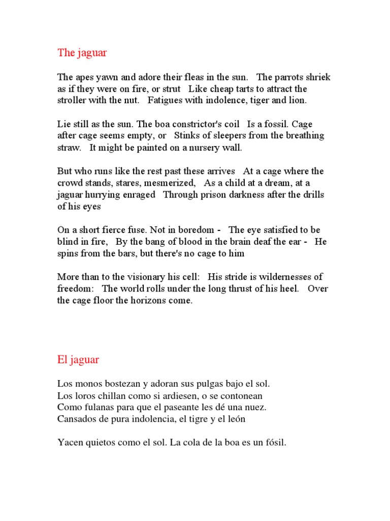 El Jaguar - Ted Hughes | PDF