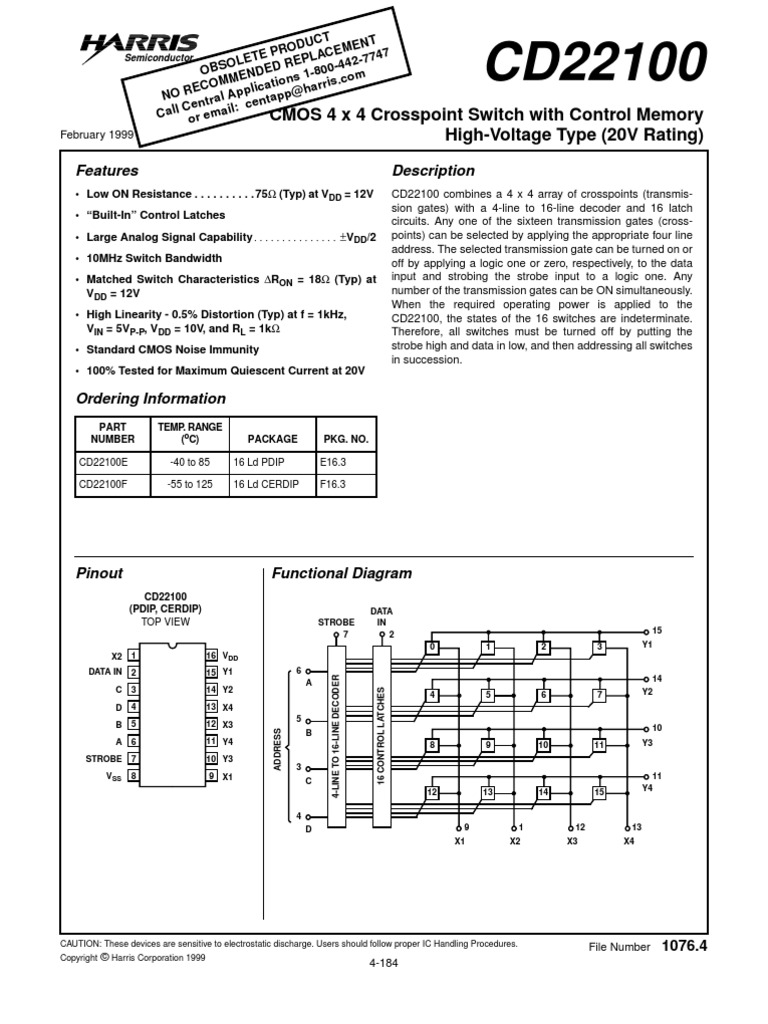CD22100 - DataSheet | PDF | Switch | Frequency
