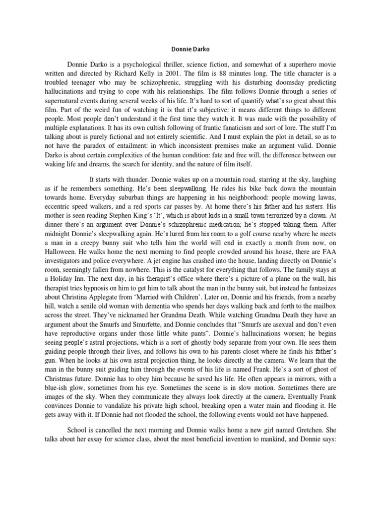 Donnie Darko | PDF | Time Travel | Leisure