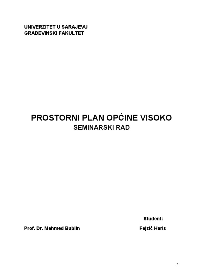Visoko Prostorni Plan | PDF