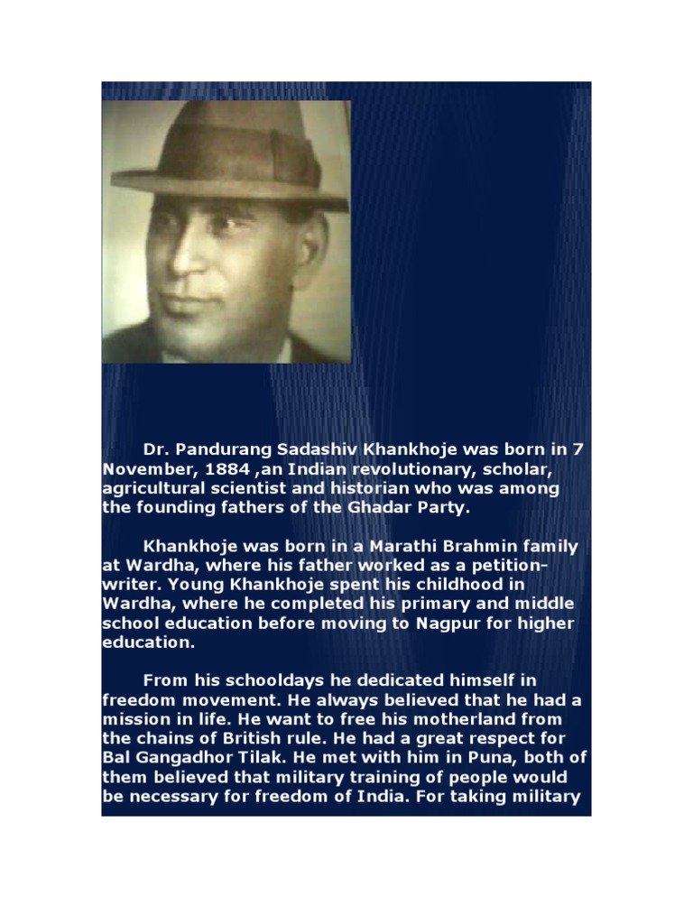 Pandurang. Scientist and A Freedom Fighter | PDF | Indian Independence ...