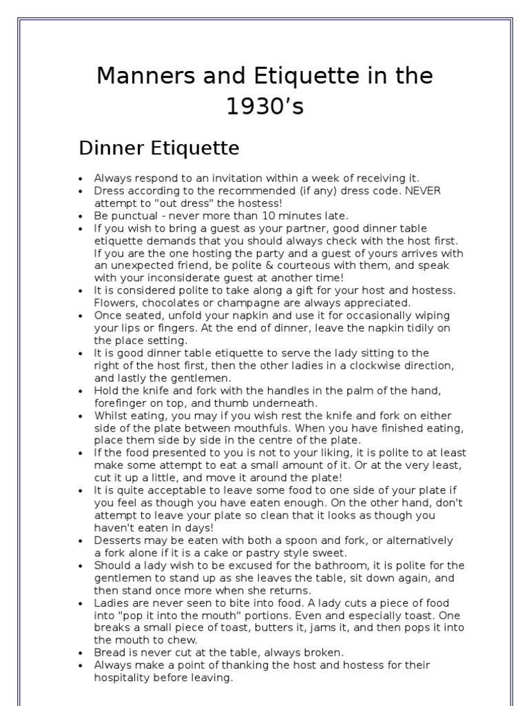 Manners and Etiquette | Download Free PDF | Human Appearance ...