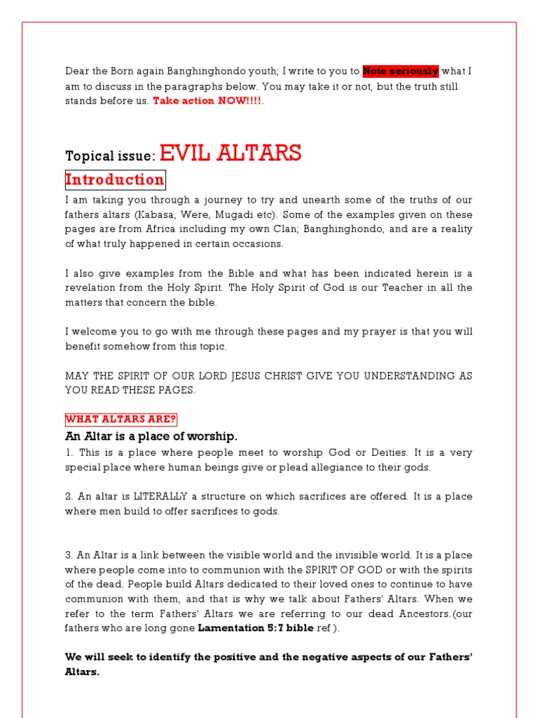 Evil Altars | PDF | Book Of Genesis | Repentance