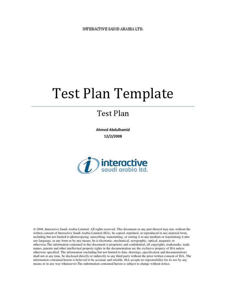 ISA Test Plan Template | PDF | Use Case | Specification (Technical ...