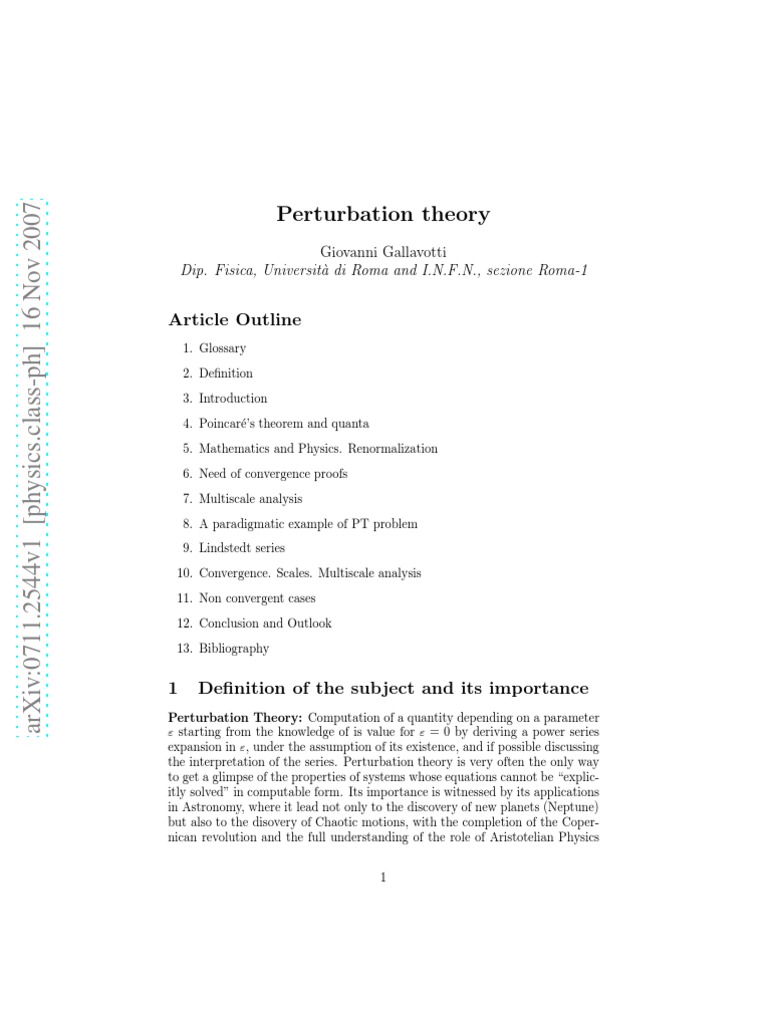 Perturbation Theory | PDF