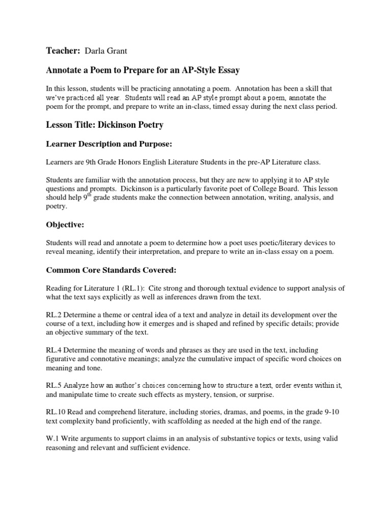 D. Grant Incorporating Edutainment Lesson Plan | PDF | Emily Dickinson ...