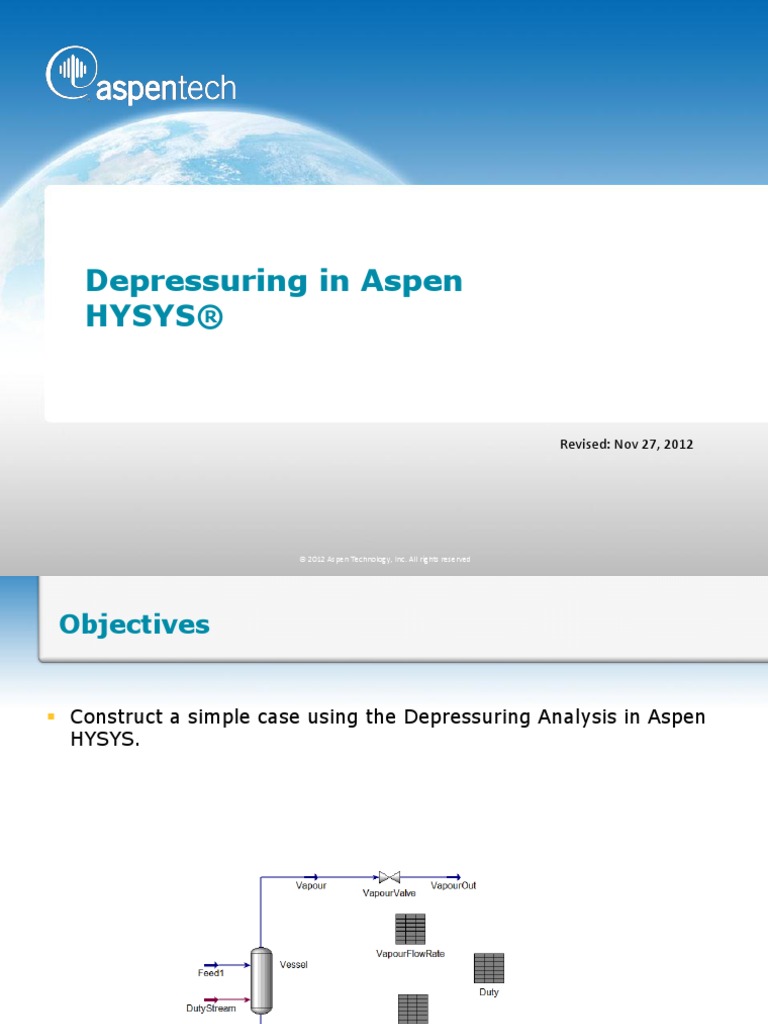 Depressuring in Aspen Hysys®: Revised: Nov 27, 2012 | PDF
