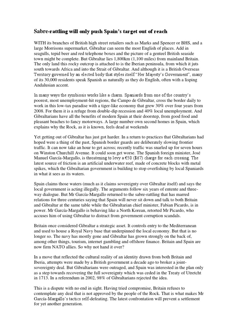 Sabre-Rattling Will Only Push Spain's Target Out of Reach | PDF ...